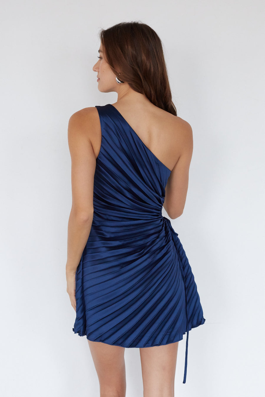 Carrie One Shoulder Plissé Mini Dress | One Shoulder Fit & Flare ...