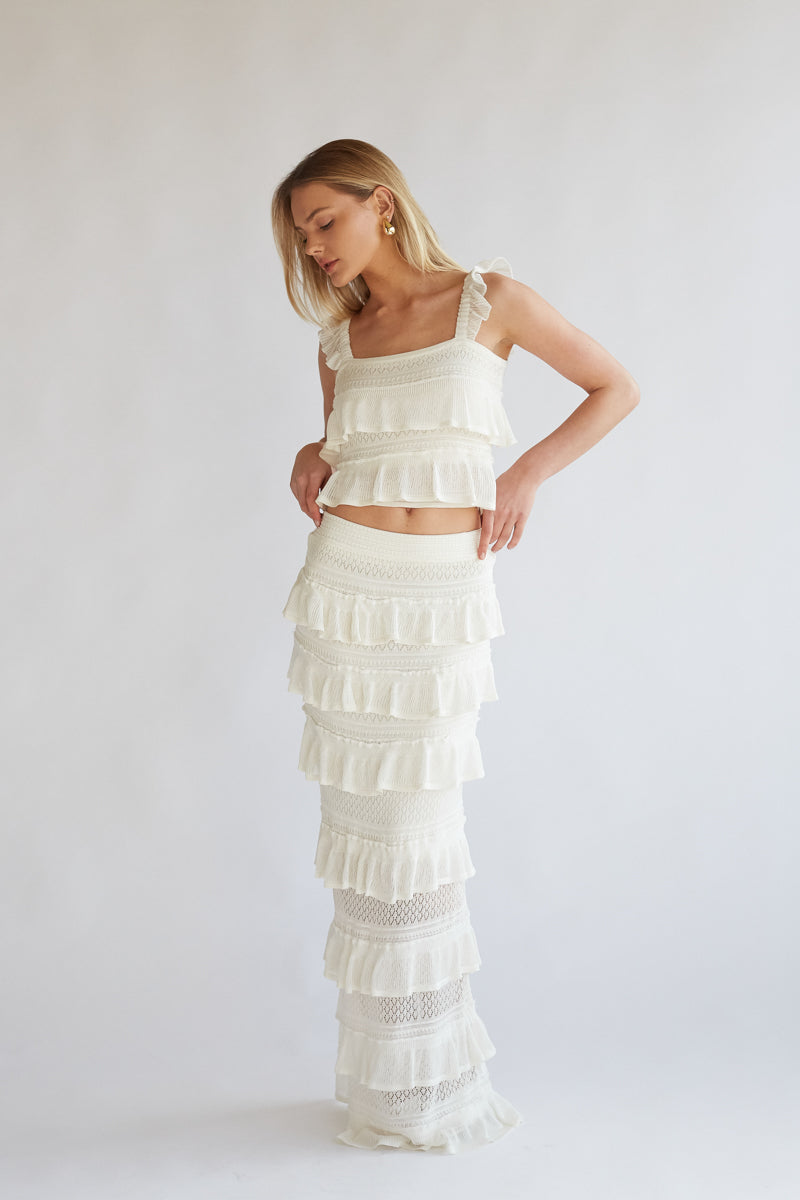 Colette Crochet Top and Maxi Skirt Set | American Threads Boutique