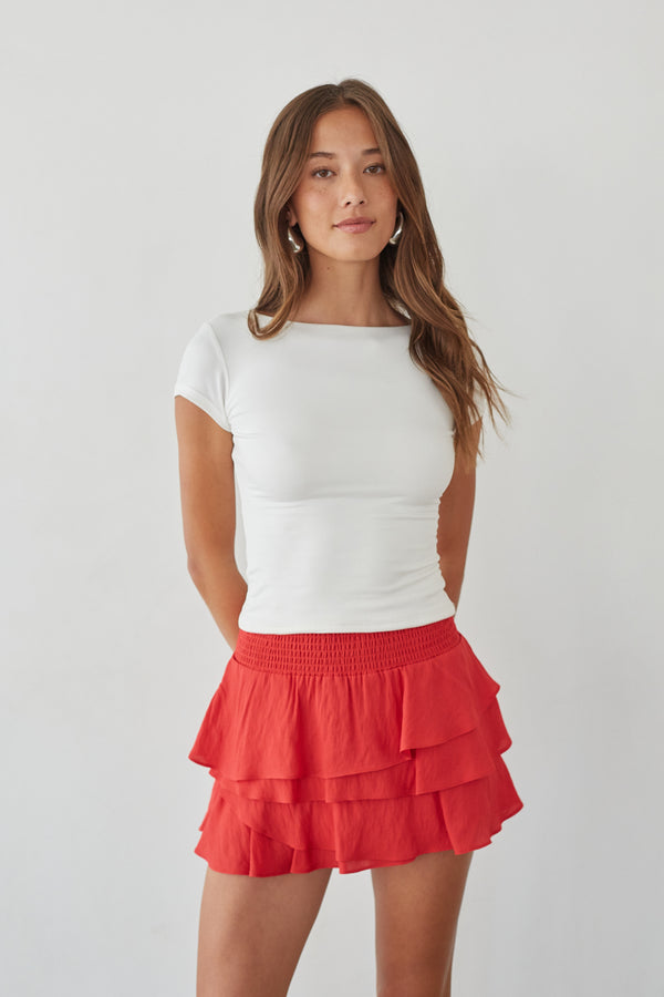 Daytona High-Rise Tiered Ruffle Skort • Shop American Threads Women's ...