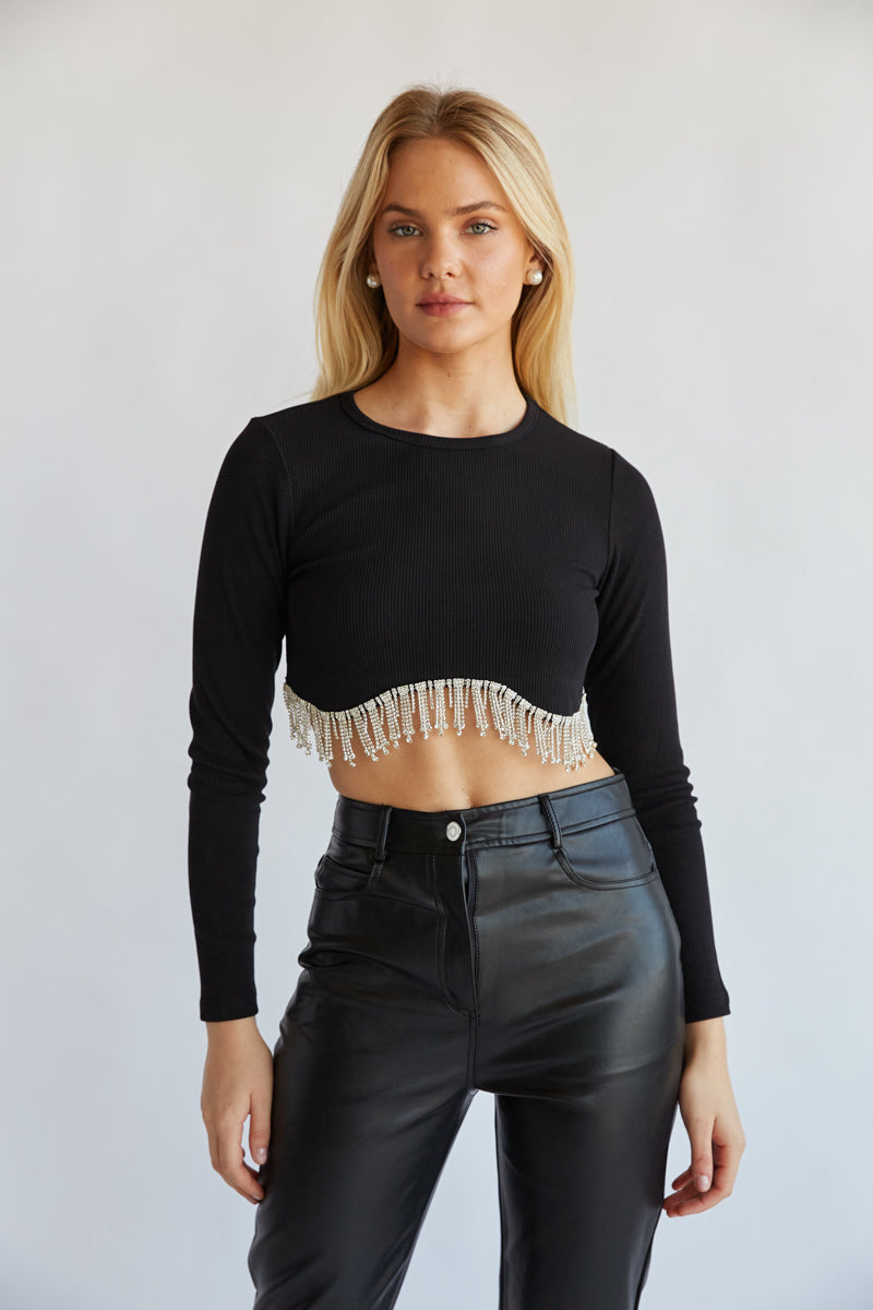 Dixie Rhinestone Fringe Crop Top • American Threads Women's Boutique