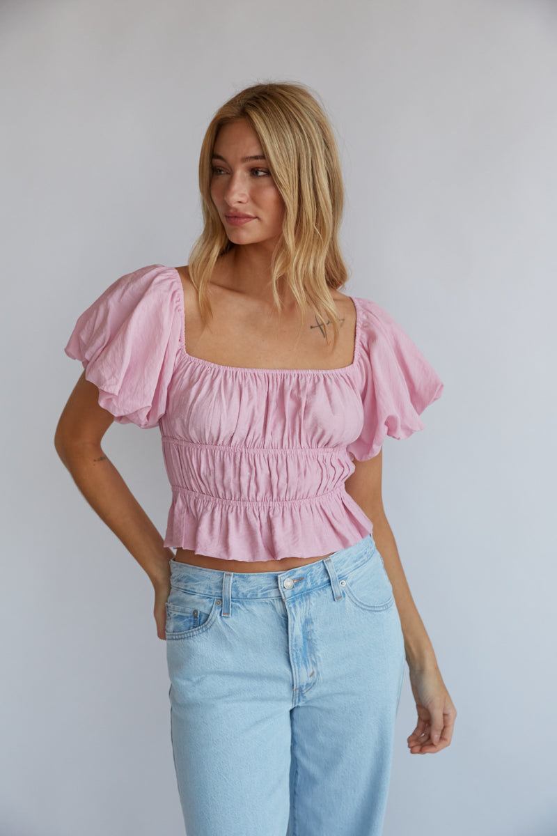 Dottie Puff Sleeve Ruffle Crop Top • Shop American Threads Women's ...