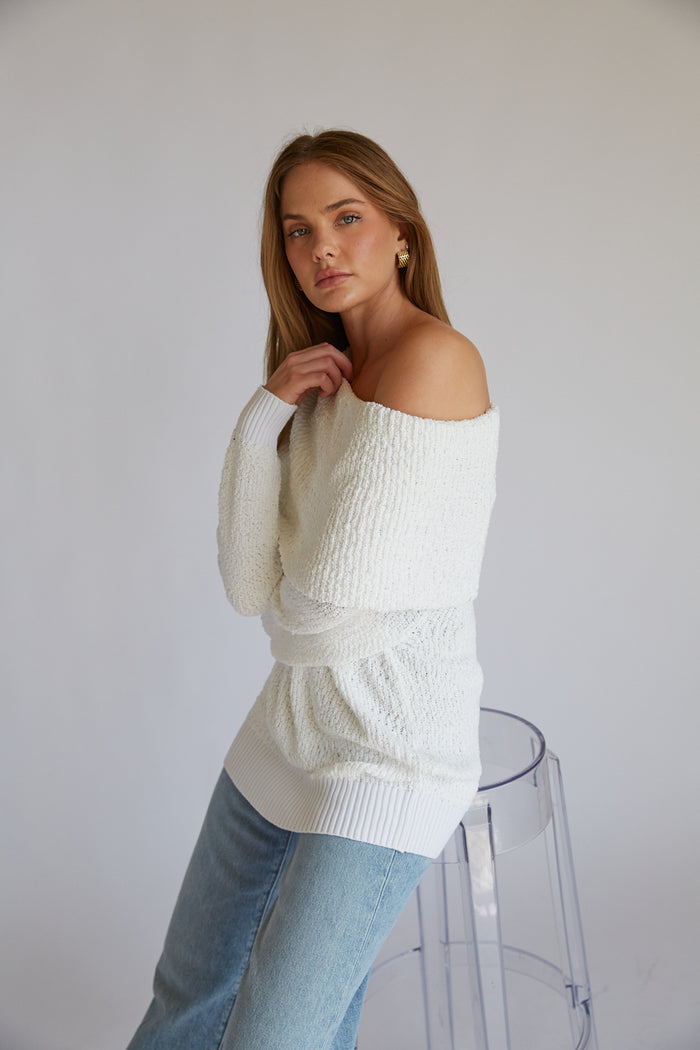 Kayla Plush Off the Shoulder Sweater | Shop American Threads Boutique