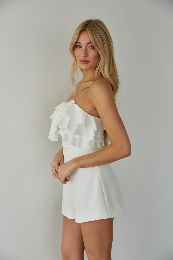 Leilani Strapless Ruffle Romper • Shop American Threads Women's Trendy ...