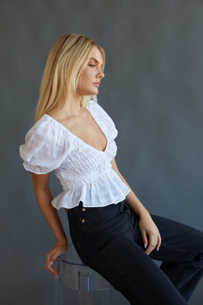 Melissa Puff Sleeve Crop Top • Shop American Threads Women's Trendy ...