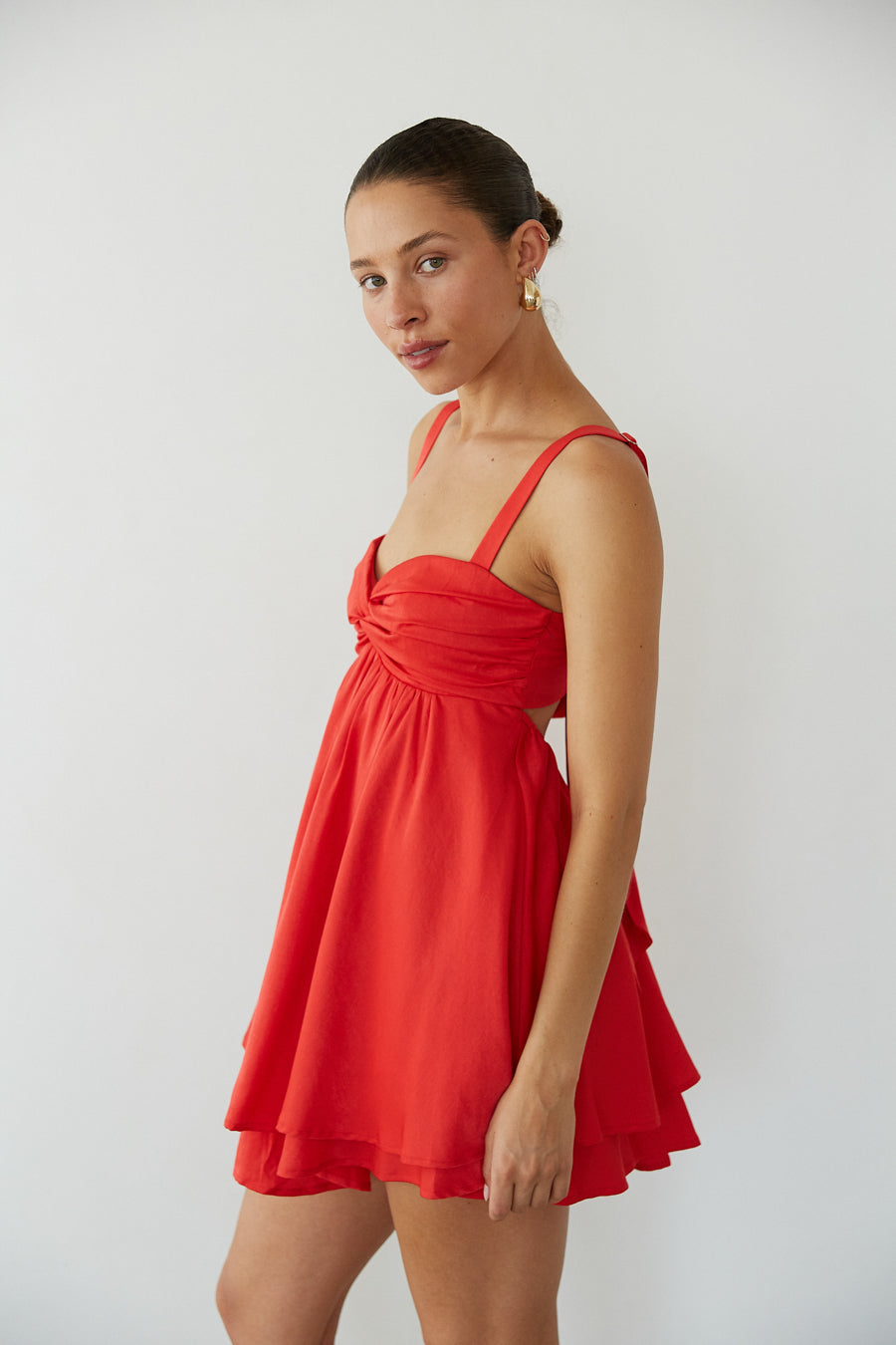 Suki Twist Front Open Back Babydoll Mini Dress | Shop American Threads