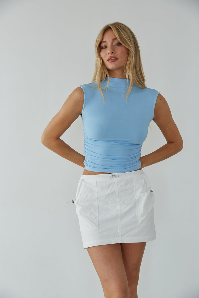 Taylor Ruched High Neck Tank Top | Shop American Threads Boutique