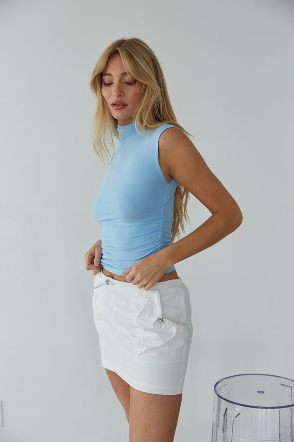 Taylor Ruched High Neck Tank Top | Shop American Threads Boutique
