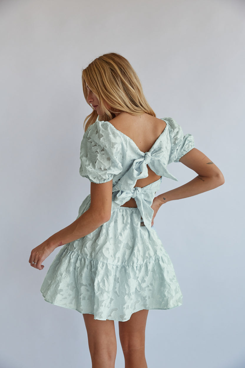 Whitley Tie Back Puff Sleeve Babydoll Mini Dress • Shop American ...
