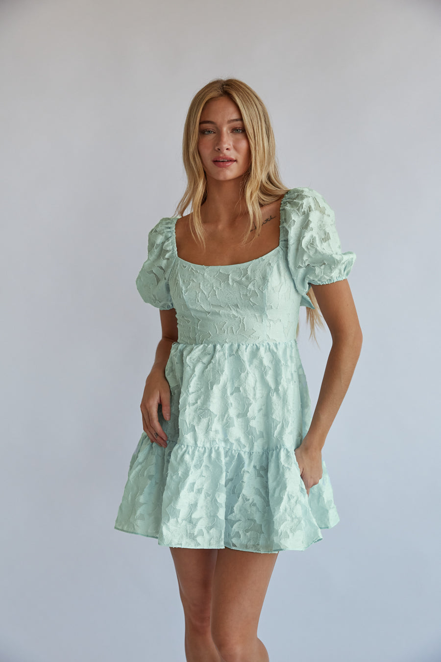 Whitley Tie Back Puff Sleeve Babydoll Mini Dress • Shop American ...